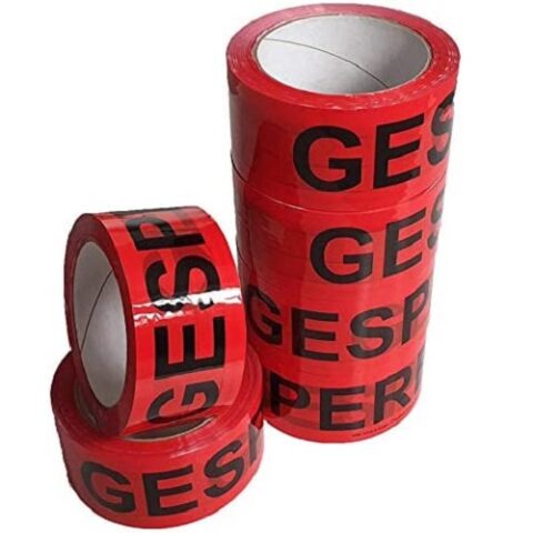 Klebeband "GESPERRT" 50mm x 66m schwarz-rot » StarCatering %-Shop